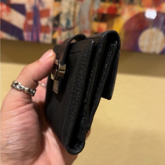 Gucci | Bags | Gucci Leather With Canvas Wallet Pouch For Coins Holds ...